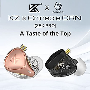 KZ x Crinacle CRN (ZEX Pro) in Ear Wired Earbuds,2DD+1BA+EST Driver High-Performance Hybrid Configuration Earphones(Black,No Mic)
