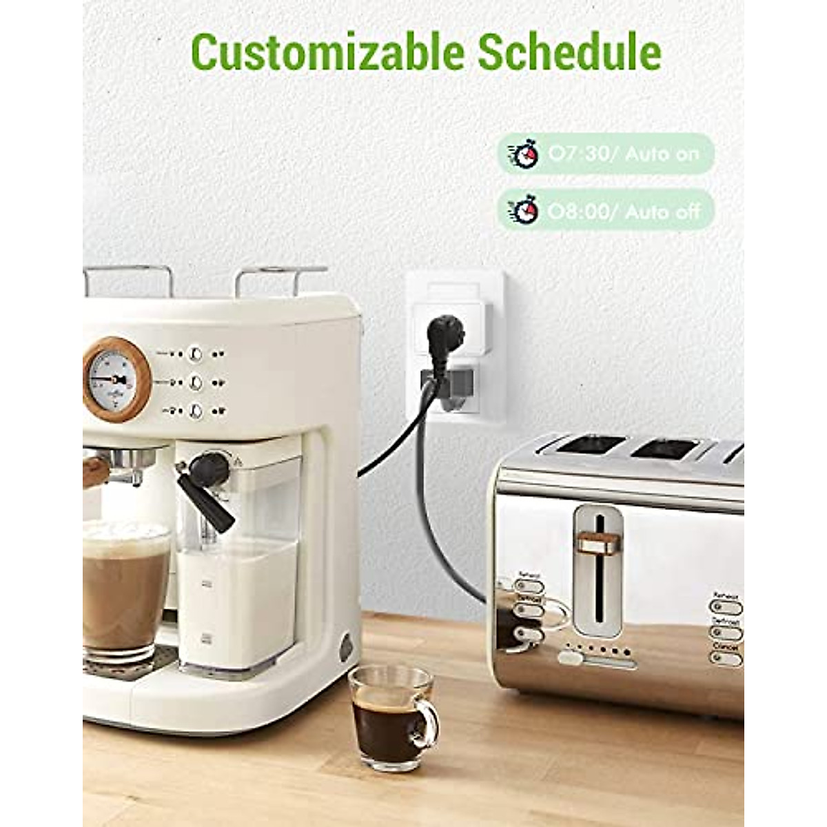 Aubess Smart Plugs with Energy Monitoring, 15Amp Smart Plugs That Compatible with Alexa & Google Assistant, Smart Home Wi-Fi Outlet with 7 Days Programmable Timer