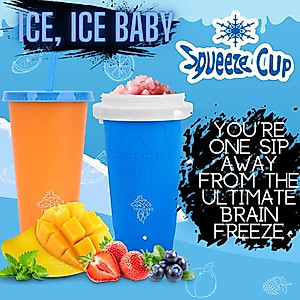 Todolobo Slushie Squeeze Maker Cup - Instant DIY Magic Frozen Smoothie & Drink Tumbler Set for Kids and Adults, Reusable & BPA-Free, Bonus Straw Spoon, Perfect for Parties and Gifts