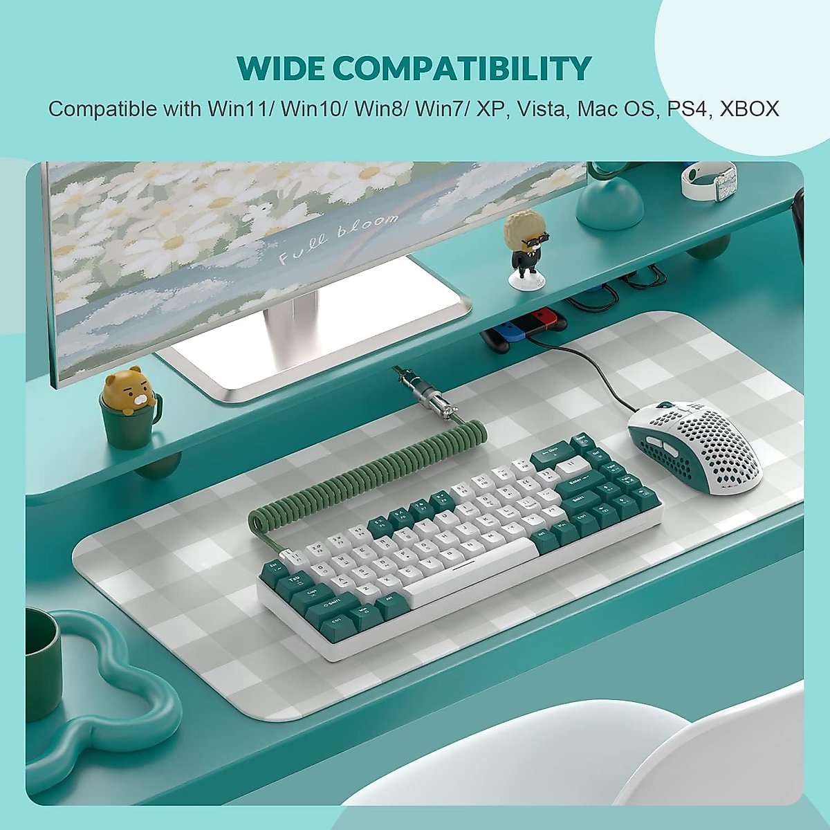 ZIYOU LANG RK-T8PR0 Wired 65% Mechanical Gaming Keyboard and Mouse Combo with RGB LED Backlit Anti-ghosting TKL Mini 68 Key Coiled C to A Cable Tactile Blue Switch for PS4 PS5 Xbox PC Mac Gamer(Green)