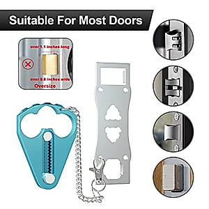 Portable Door Lock, Hotel Door Locks for Travelers Metal, Prevent Unauthorized Entry, Apartment Essentials, Home Security, Traveling Essentials, Blue
