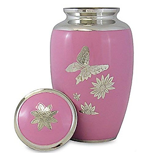 Trupoint Memorials Cremation Urns for Human Ashes - Decorative Urns, Urns for Human Ashes Female & Male, Urns for Ashes Adult Female, Funeral Urns - Butterfly Pink, Large