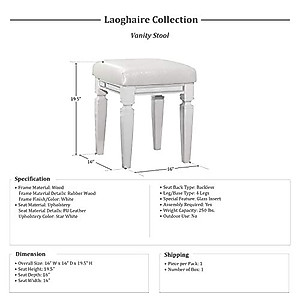 Lexicon Laoghaire Fabric Vanity Stool, White