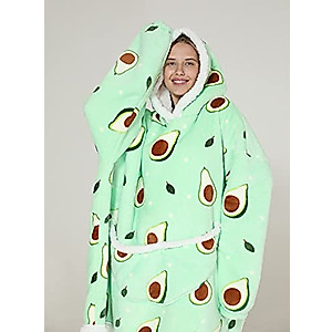 SZCMSM Oversized Hoodie Blanket Sweatshirt,Wearable Blanket for Adult Women Men Soft Warm Comfortable Sherpa TV-Blanket,Avocado Green