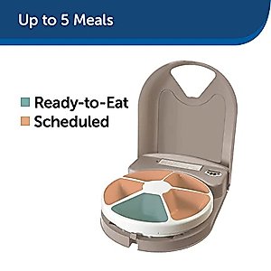PetSafe 5 Meal Dog Food Dispenser - Storage for Up to 5 Cups of Kibble or Treats of Any Size - Tray Automatically Rotates According to User Programming to Deliver Pre-Planned Meals at Precise Times