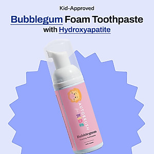 autobrush Kids Fluoride-Free Foaming Toothpaste Bubblegum Flavor for Electric or U-Shaped Toothbrush, SLS-Free, Training Toothpaste, Anti-Cavity (1 Pack)