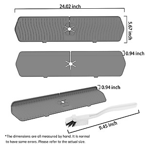 24 inches Extended Size Silicone Faucet Sink Splash Silicone Faucet Mat Drying Mat for Home Kitchen (Grey)