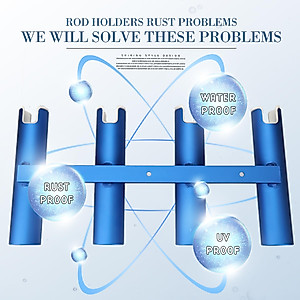 Xinkunmarine Aluminium Fishing Rod Holders for Boat, Wall-Mounted Fishing Pole Roof Rod Rack,Surf Fishing Rod Holder for Truck, Boats & Yacht (4 Tubes Blue)