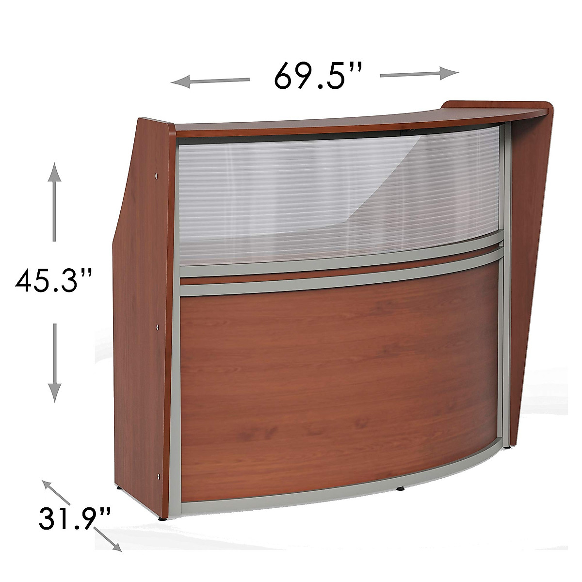 Linea Italia Office Reception Desk, 1 Panel, Cherry