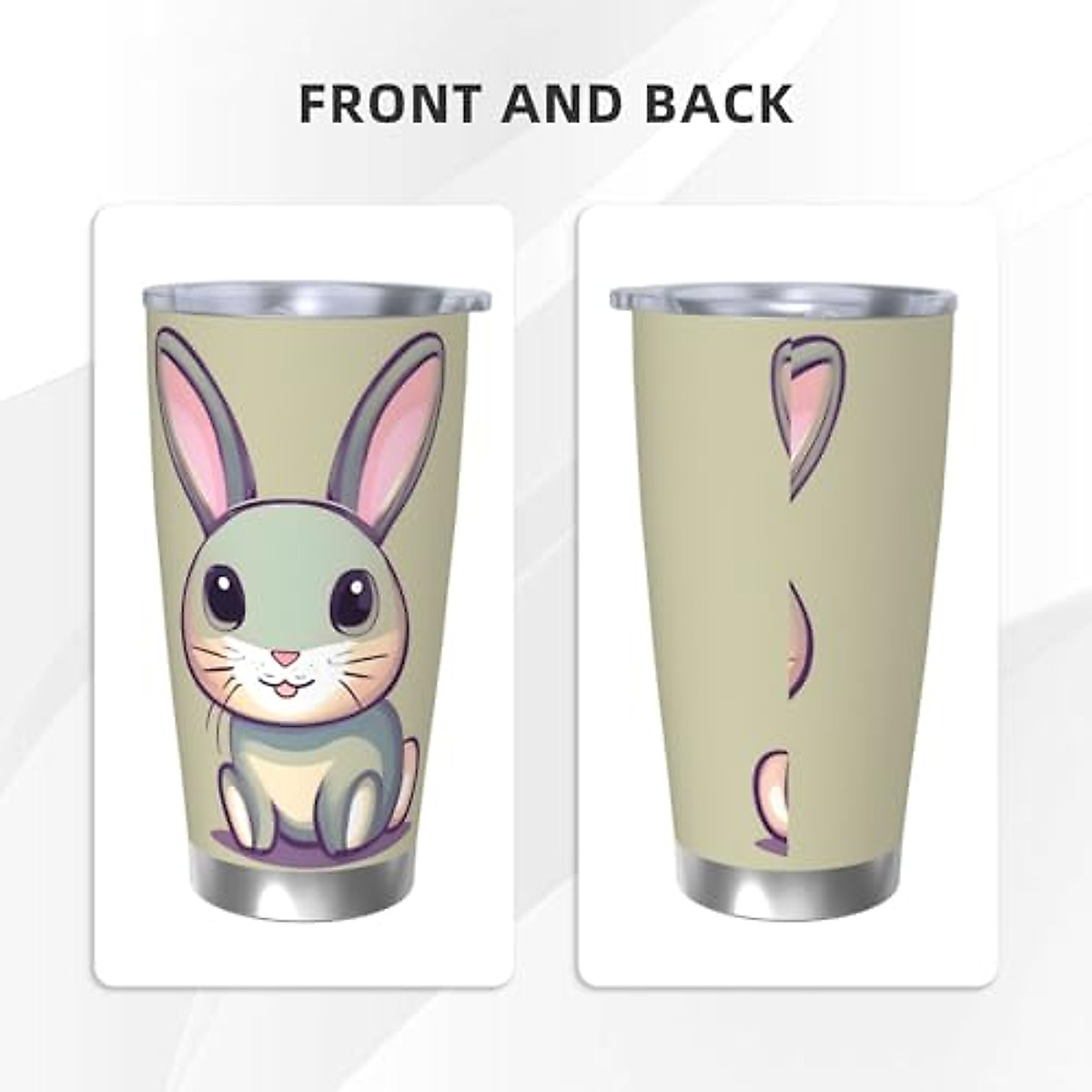 WXZYFP Car cup (single silver rim), can use a straw or drink directly, easy to use.Cute little bunny