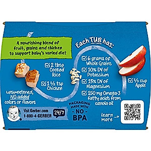 Gerber Mealtime for Baby 2nd Foods PowerBlend Baby Food Tubs, Apple Chicken, Unsweetened with No Added Colors or Flavors, 2-4 oz Tubs/Pack (Pack of 4)