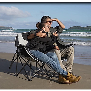 KingCamp Double Camping Chair Loveseat Heavy Duty for Adults Two Person Outdoor Folding Chairs with Cup Holder Wine Glass Holder Support 441lbs for Outside Picnic Beach Travel(Black)
