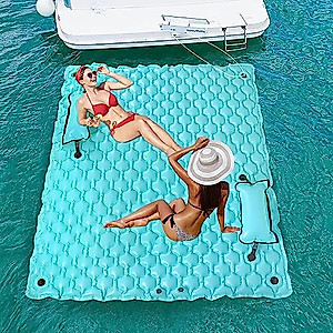 BOLITE Giant Inflatable Lake Float for Adults, 102 x72 Inch Pool Float with Pool Hammock, Floating Mat Toy Raft Loung for Swimming Pool Lake Beach Summer Water Party, Blue