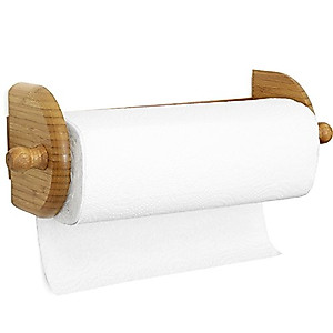 Greenco Wall Mount Paper Towel Holder, Made with Premium Bamboo Wood, Fits of Paper Towels, Space Saver for Kitchens & Bathrooms