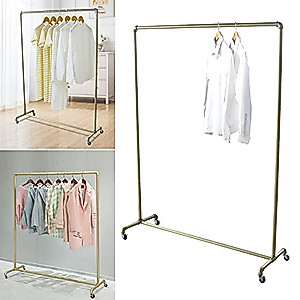 LOYALHEARTDY Industrial Pipe Clothing Rack Vintage Commercial Grade Pipe Clothes Racks Rolling Rack for Hanging Clothes Retail Display Heavy Duty Metal Garment Racks 47" Wx63 Tx16 D