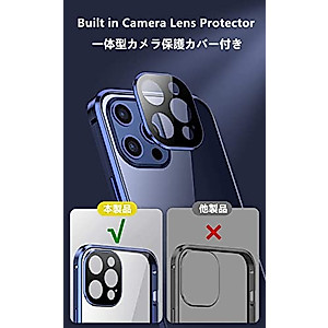 HENGHUI Lockable iPhone 14 Pro Max Magnetic Case Glass Case with Camera Lens Protector Screen Protector Safety Lock 360 Full Body Double Sided Glass Bumper Case Clear Cover (Gold)
