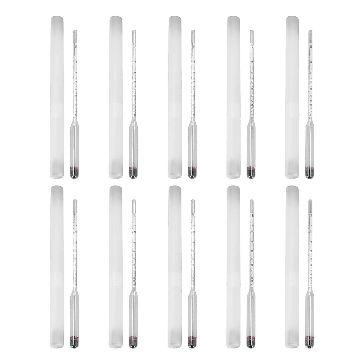 "10Pcs Home Brewing Kit - Hydrometer Glass Beer and Wine Tester Set with 0-100 Measuring Range - Perfect for Novice and Expert Brewers!"