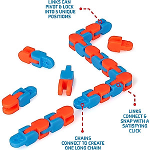 144pcs Random 24 Links Wacky Tracks Snap and Click Fidget Toys, Finger Sensory Toys, Snake Puzzles for Stress Relief, Party Bag Fillers, Party Favours, Random Color，Party Supplies，Carnival Gift