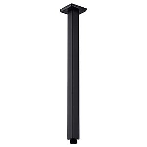 HEGII Shower Arm 16 Inch,Ceiling Mount with Square Flange, Stainless Steel,Matte Black