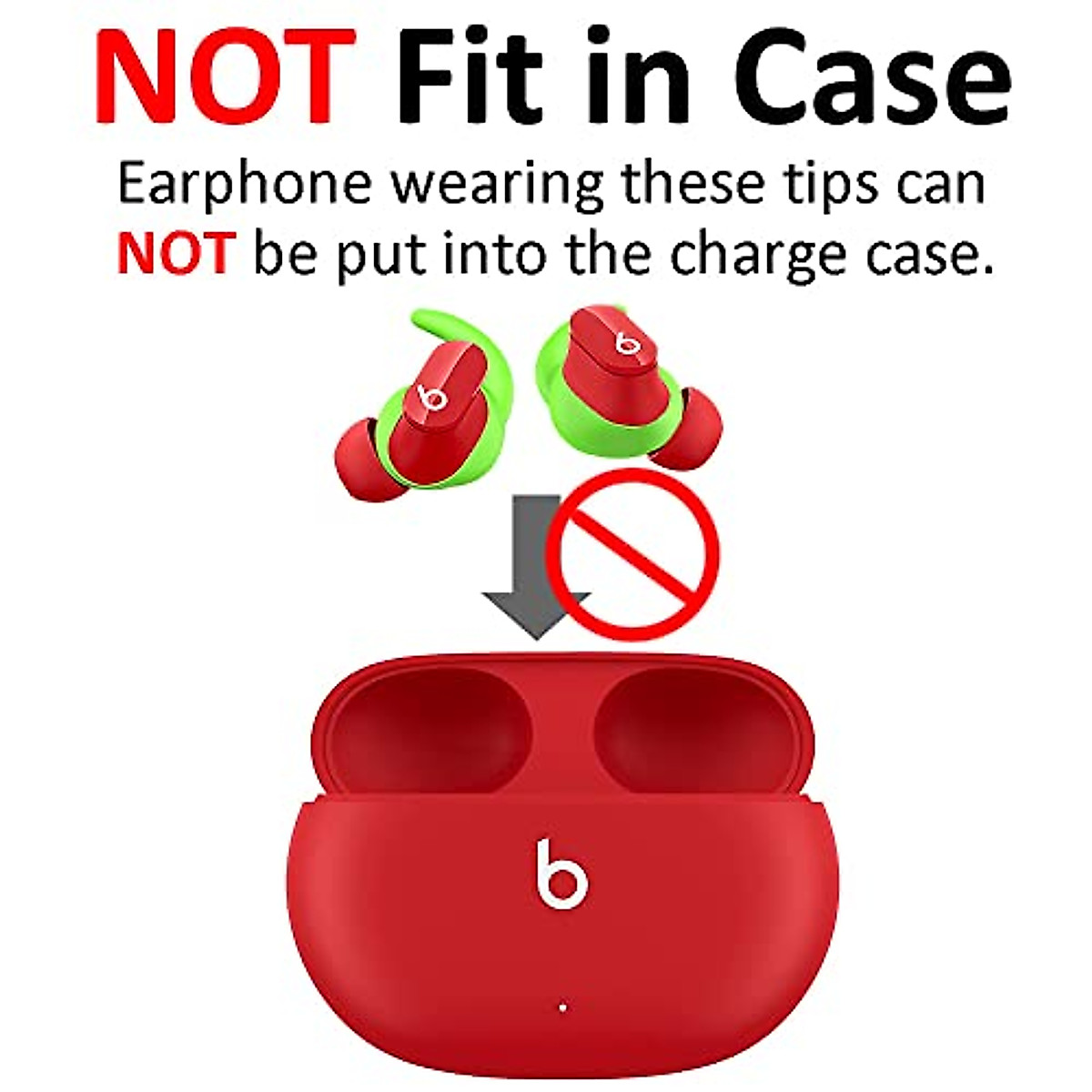 A-Focus Ear Hooks Compatible with Beats Studio Buds Ear Tips Accessories, Anti-Slip Non-Slip Sport Outdoor Wings Eartips Silicone Cover Holder Added Storage Box Compatible with Beats Studio Buds