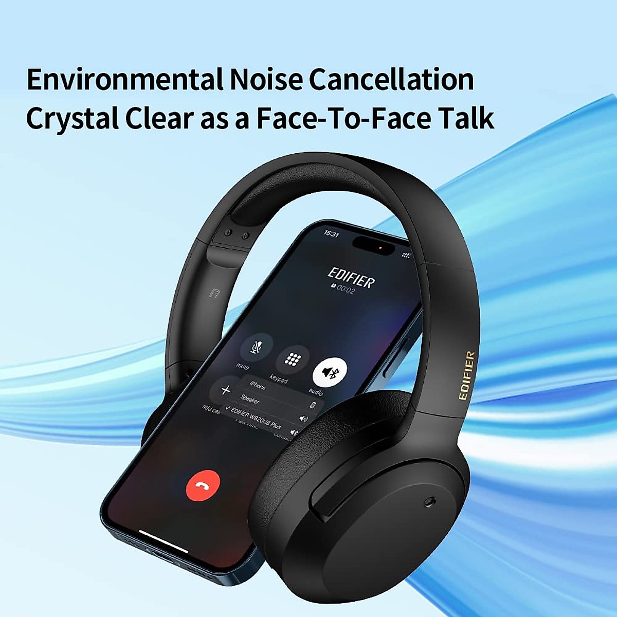Edifier W820NB Plus Over-Ear Active Noise Cancelling Headphones, Clear Calls with Deep Noise Reduction,Bluetooth Headphones with LDAC for Hi Res Wireless Audio Comfortable Fit, Bluetooth 5.2 Black