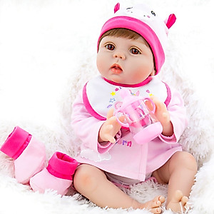 Milidool Reborn Baby Dolls Girl 22 inch Realistic Newborn Baby Girls Lifelike Weighted Baby Girl Dolls Lifelike Baby Toddler Doll with Owl Toy Gifts Set for Kids 3 Year Old