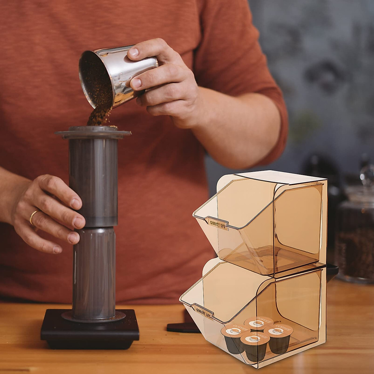 Cabilock Coffee Pod Storage Box Tea Bags Storage Holder Toilet Stool Plastic Tea Bag Rack Food Tea Bag Holder Instant Coffee Bag Holder Tea Bag Storage Rack The Pet Japanese-style