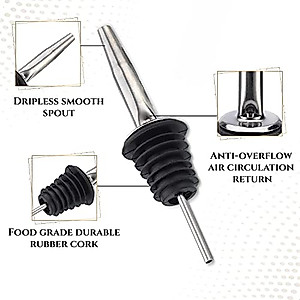 MosJos Oil and Vinegar Dispenser Set - 17 oz Ribbed Glass Olive Oil & Vinegar Cruet Set - Non-Drip, BPA-Free, Dishwasher Friendly Bottles with Stainless Steel Spouts (‎Clear Square)