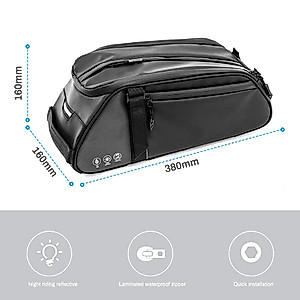 Number-one Bicycle Rear Rack Bag, 8L Multifunctional Waterproof Bike Rack Seat Bag Bike Saddle Bag Outdoor Bicycle Pannier Trunk Shoulder Handbag Bag (Black)