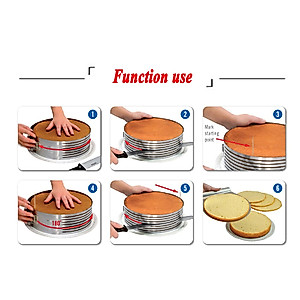 Cake Leveler Cake Slicer Layer Cake Cutter Slicer Stainless Steel Adjustable Big Cake Rings 7-Layer Cake 6-8 inch/9.5-12inch Stainless Steel Cake Slicer Leveler Mousse Mould Slicing Cake