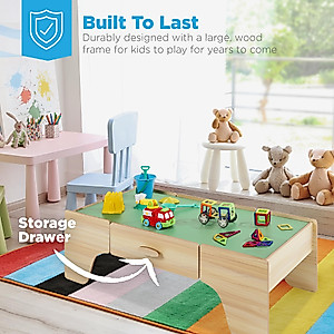 Best Choice Products Large 50in 35-Piece Train Table, Multipurpose Wooden Toy Activity Playset for Children w/Tracks, Reversible Top - Natural