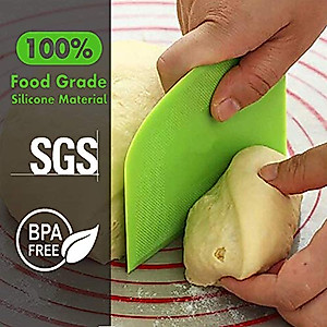 Dough Scraper Bench Scraper for Baking - SURDOCA 3 PCs BPA Free PE Plastic Flexible Bowl Scraper, Sharp Edge & Angles Dough Cutter. Anti-Slip Kitchen Baking Spatula Scraper, Best Baking Lovers' Gift