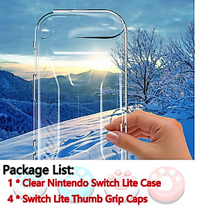 Xuyoz Protective Case for Nintendo Switch Lite, Clear Switch Lite Cover Case with Had Grip, Slim Soft TPU Material, Shockproof and Anti-Scratch Compatible with Nintendo Switch Lite 2019, Transparent