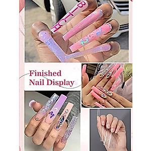 504Pcs XXL No C Curve Nail Tips for Acrylic Nails Professional Set, Straight Tapered Square Clear Nail Tips Half Cover Long Fake Nails, Ballerina Shaped French Nails for Nail Salon and DIY Nail Art