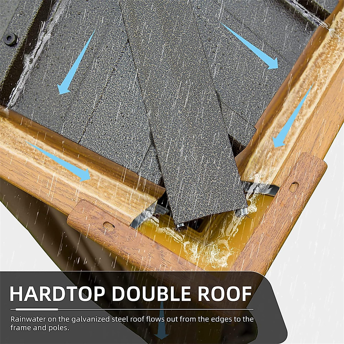 12'x12' Hardtop Gazebo, Wooden Coated Aluminum Frame Canopy with Galvanized Steel Double Roof, Outdoor Permanent Metal Pavilion with Curtains and Netting for Patio, Deck and Lawn(Wood-Looking)