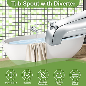 Enhon Tub Spout with Diverter, Universal Fits 1/2'' Copper Pipe, 1/2'' IPS and 3/4'' IPS, Bathroom Bathtub Tub Faucet Replacement with Adapters (Chrome)