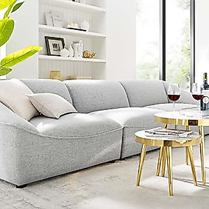 Modway Comprise Fabric Upholstered Sectional, 3-Piece Sofa, Light Gray