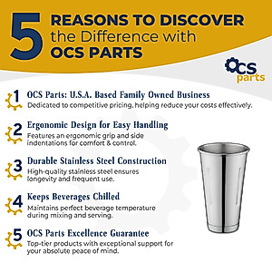 OCS Parts 7-Inch Stainless Steel Malt and Milkshake Mixing Cup | 30 Ounce Professional Milkshake Cups for Home and Commercial Use (4)