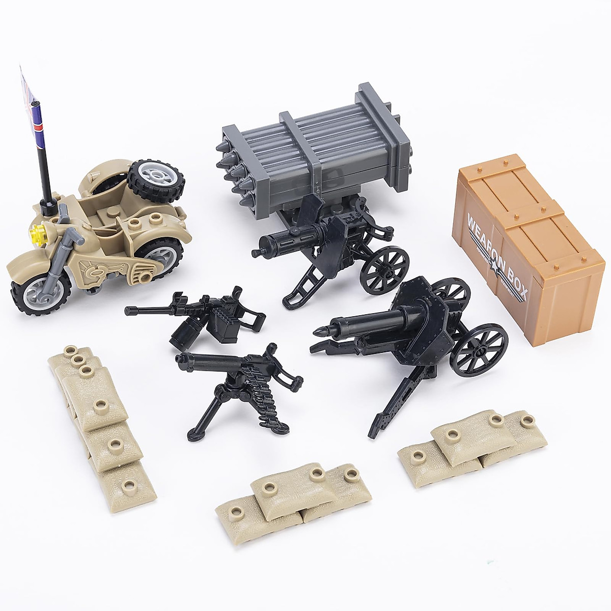VICVIK Weapons Pack Military Weapons Accessories WWII Soldier Model Toys Military Equipment Battle Blocks Bricks Children's Toys, Compatible with Mini Figure Brick Toy for Boys Age 3＋