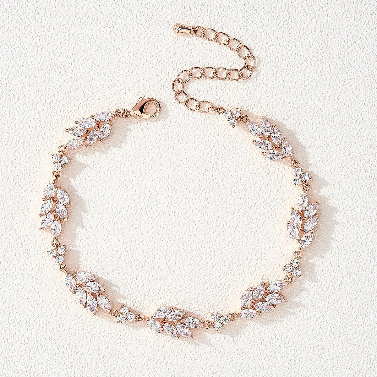 SWEETV Cubic Zirconia Bridal Wedding Bracelets for Brides, Bridesmaids, Marquise Elegant Tennis Bracelet for Women Jewelry Gift