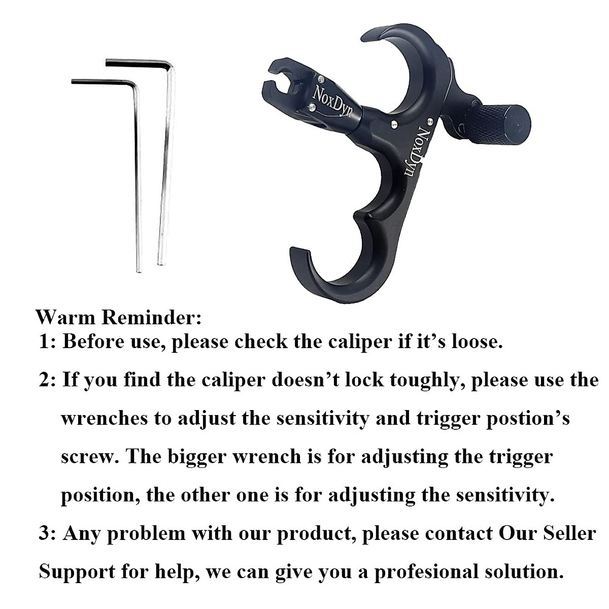 NoxDyn Bow Release 360° Rotatable Thumb Release 4 Fingers (Pure Black)