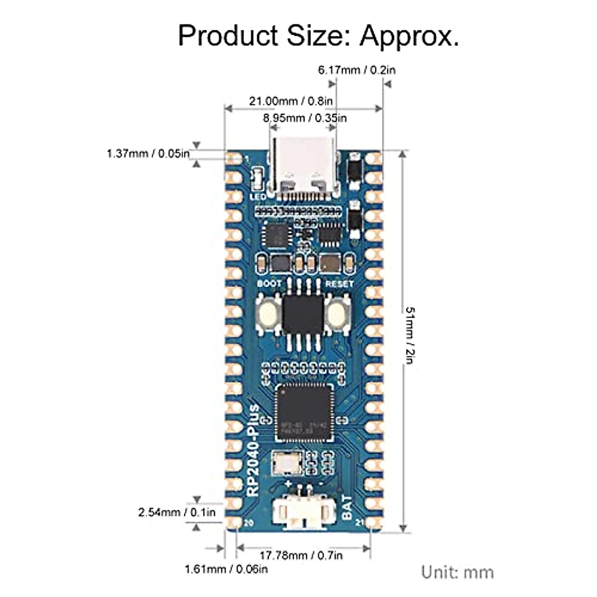 Mini USB Micro Controller Board Development Board, Micro Controller Mini Development Board for Raspberry Pi RP2040 Dual Core ARM Cortex M0+ Processor Microcontroller