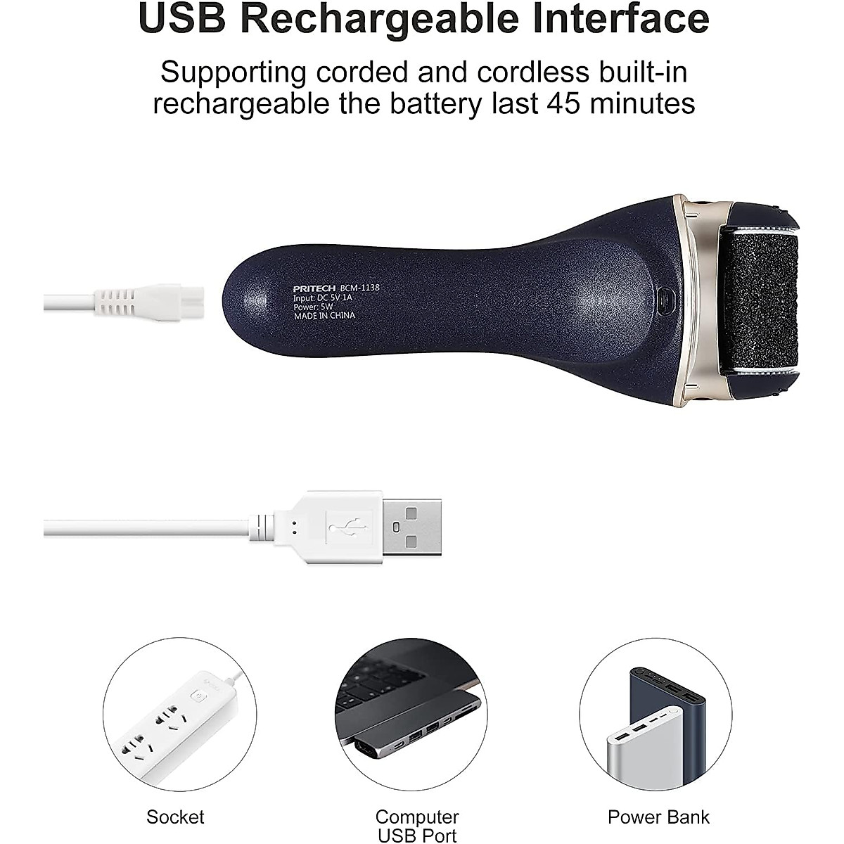 Electric Feet Callus Removers Rechargeable, Portable Electronic Foot File Pedicure Tools, Electric Callus Remover Kit, Professional Pedi Feet Care for Dead, Hard Cracked Dry Skin Ideal Gift (Black)