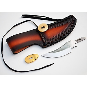 Whole Earth Supply 4.25inch Blade Blank Knife Making Knives Custom Kit with Sheath Hunting Skinning Set