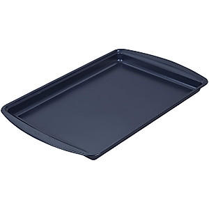 Wilton Non-Stick Diamond-Infused Large Navy Blue Cookie Sheet with Gold Cooling Grid Set, 11 x 17