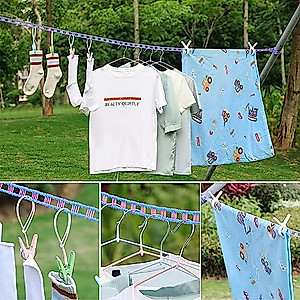 HISAFA 3-Pack Windproof Clothesline with Hooks – 2023 Upgrade Thicker and Stronger, PE Material, 16ft – Ideal for Indoor/Outdoor Use & Travel