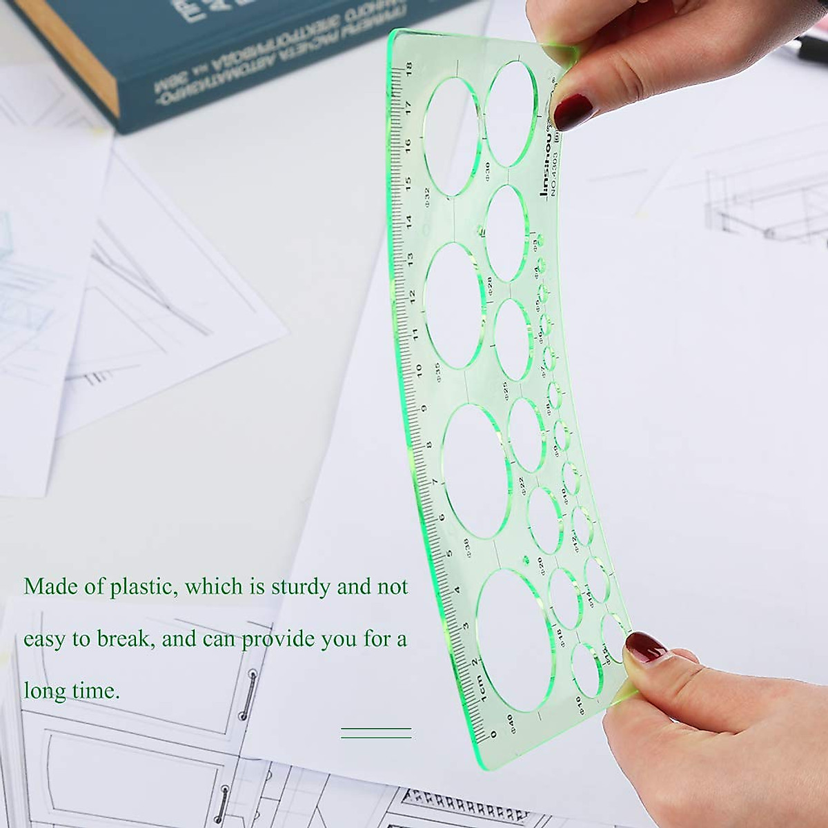 Circle Templates Measuring Geometry Ruler Shape Stencils Drawing Set Plastic Geometric Drawing Painting Stencils Oval Templates Scale Drafting Tools for School, Office, Building Formwork, Drawings