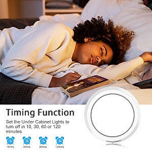 HOLKPOILOT Puck Lights with Remote Control, Under Cabinet Lighting Battery Operated, Under Counter Cabinet Puck Lighting, Kitchen Cabinet Lights Wireless Stick On Lights White (4pack)