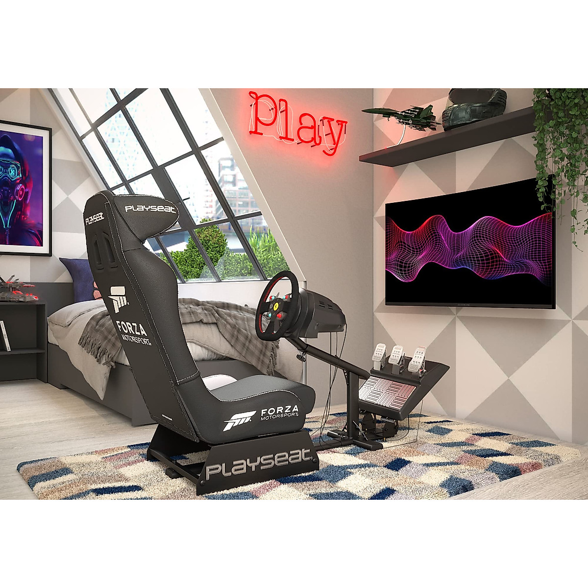 Playseat Evolution Pro Sim Racing Cockpit | Comfortable Racing Simulator Cockpit | Adjustable | Compatible with All Steering Wheels & Pedals on The Market | Supports PC & Console | Forza Motorsport