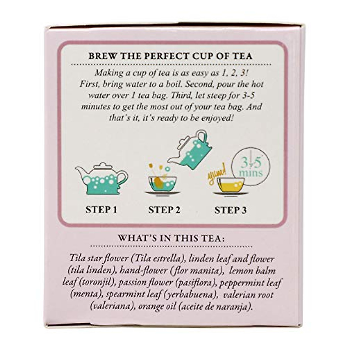 Tadin Tea Seven Blossoms Tea with Linden Flowers Valerian Root, Caffeine - Free, 24 Count (Pack of 3)